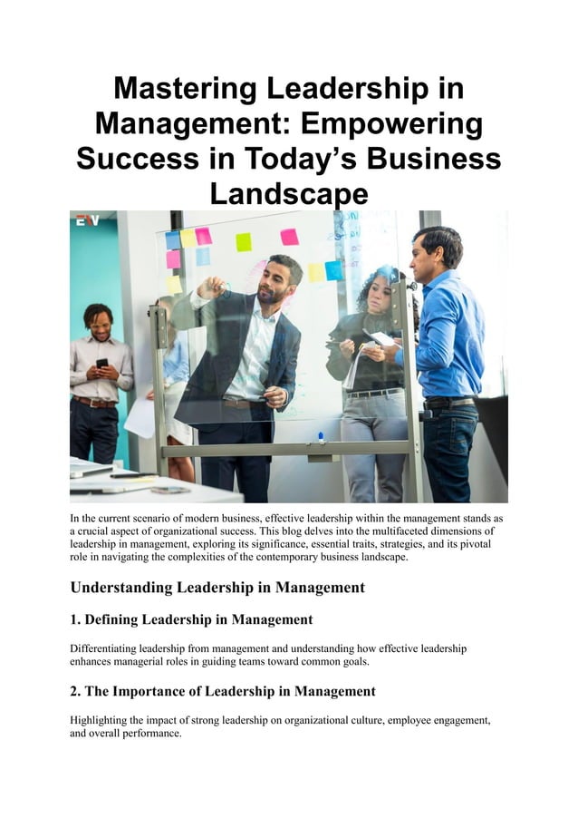 Mastering Leadership in Management: Definition, Roles, Strategies and challenges | Enterprise ...