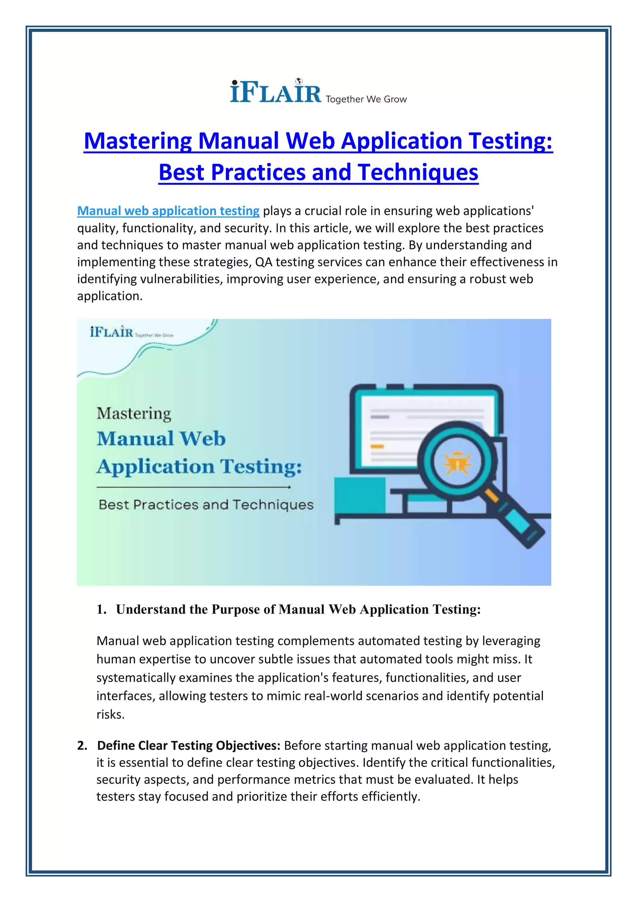 Mastering Manual Web Application Testing Best Practices And Techniquespdf