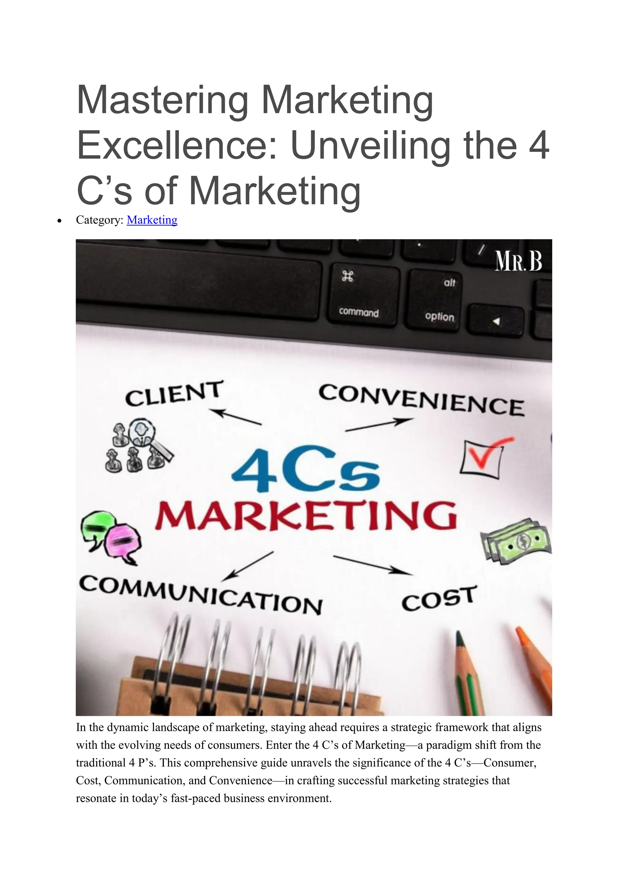 Mastering Marketing Excellence Unveiling the 4 C’s of Marketing - Copy.pdf