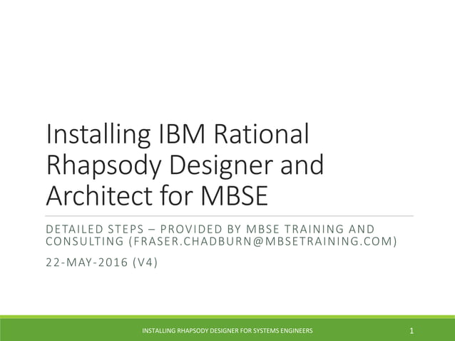 Installing Installing IBM Rational Rhapsody Designer and Architect for MBSE | PPTX | Operating ...