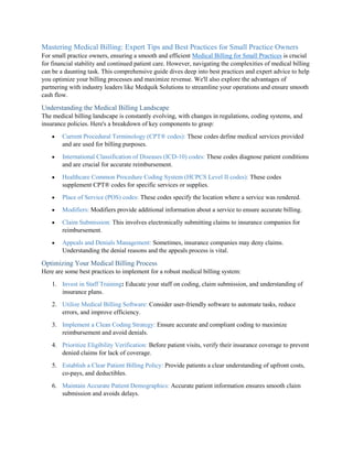 Mastering Medical Billing Expert Tips and Best Practices for Small ...