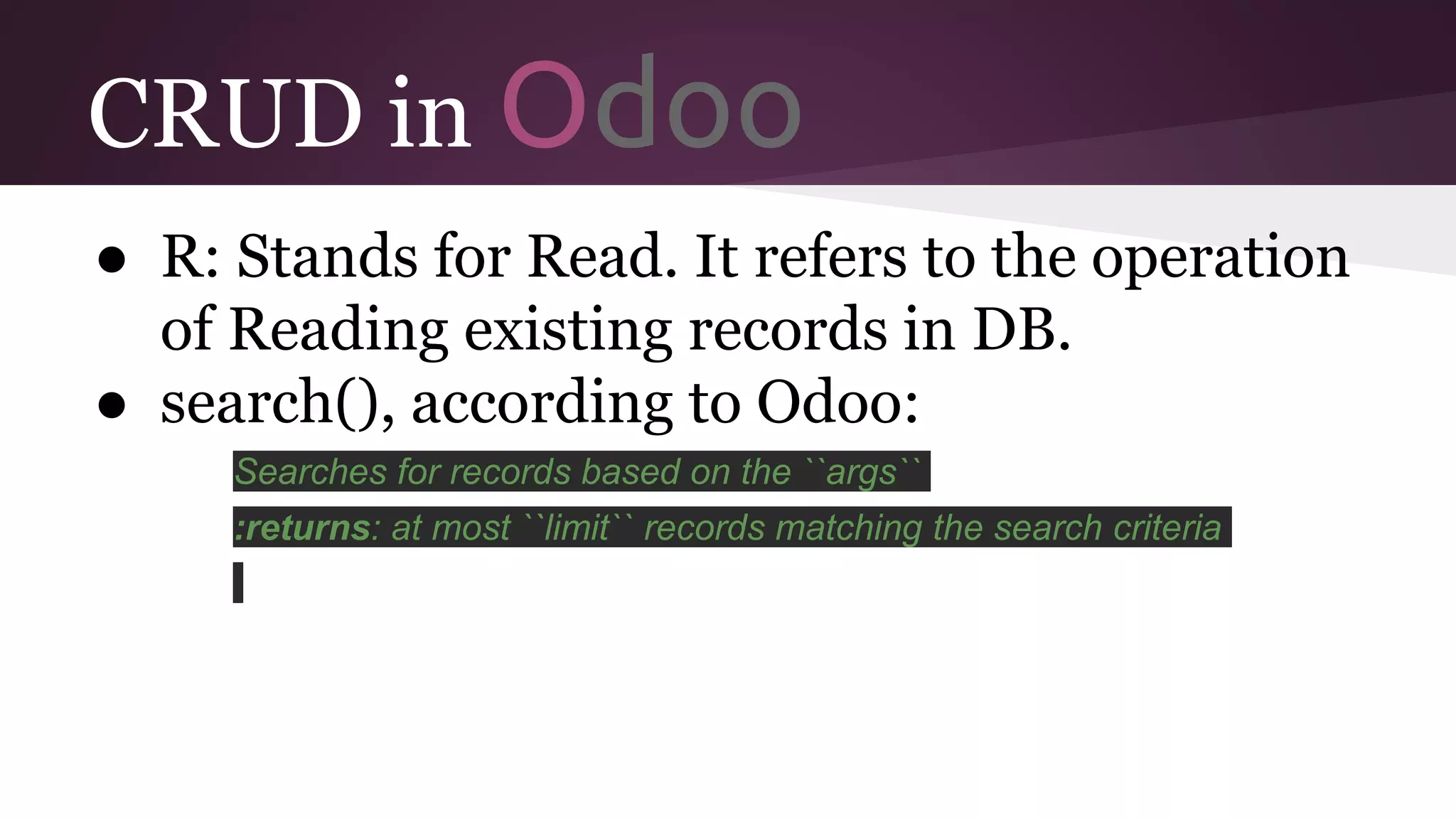 odoo 11.0 development (CRUD) | PPTX