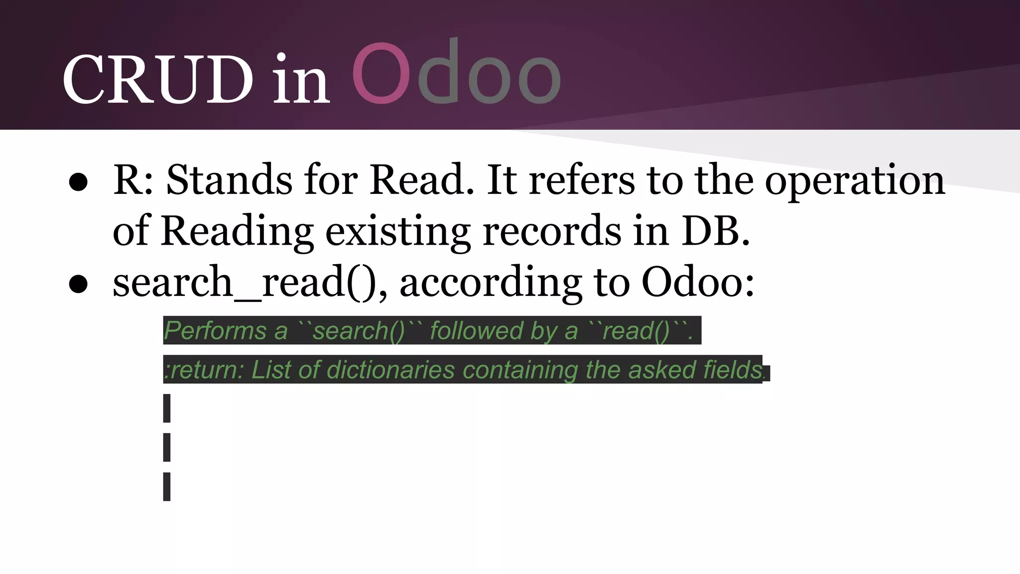 odoo 11.0 development (CRUD) | PPTX