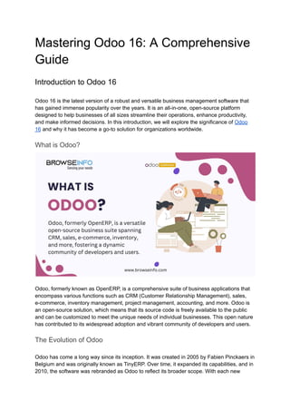 Mastering Odoo 16 A Comprehensive Guide | PDF