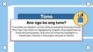 Pagtiyak sa Damdamin, Tono, at Pananaw ng Teksto | PPTX