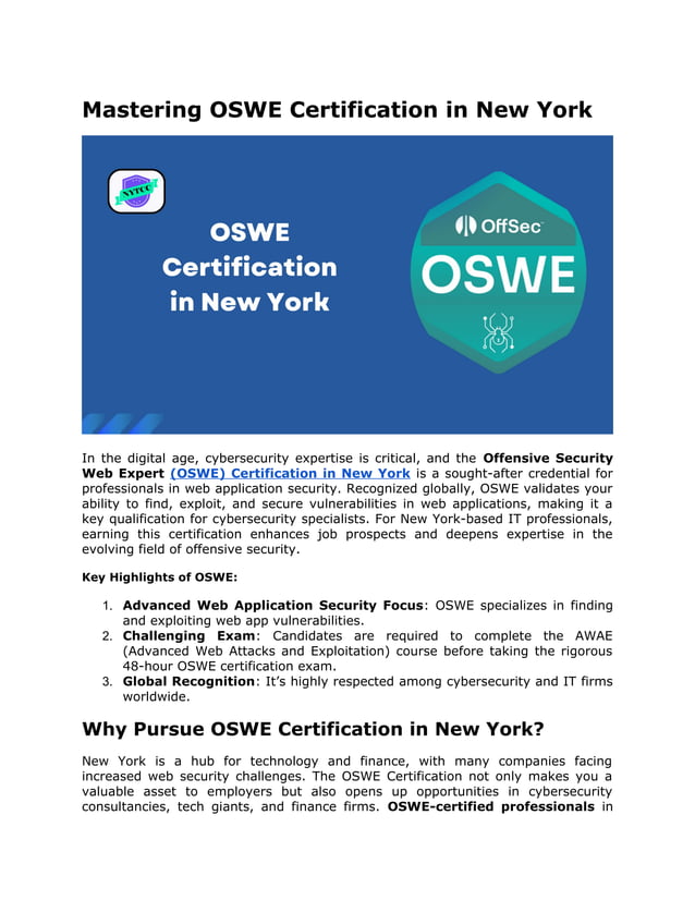 Mastering OSWE Certification in New York.docx