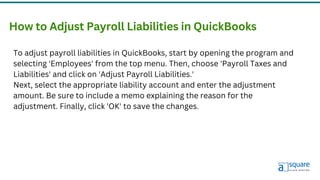 How to Adjust Payroll Liabilities in QuickBooks: Step-by-Step Guide | PDF
