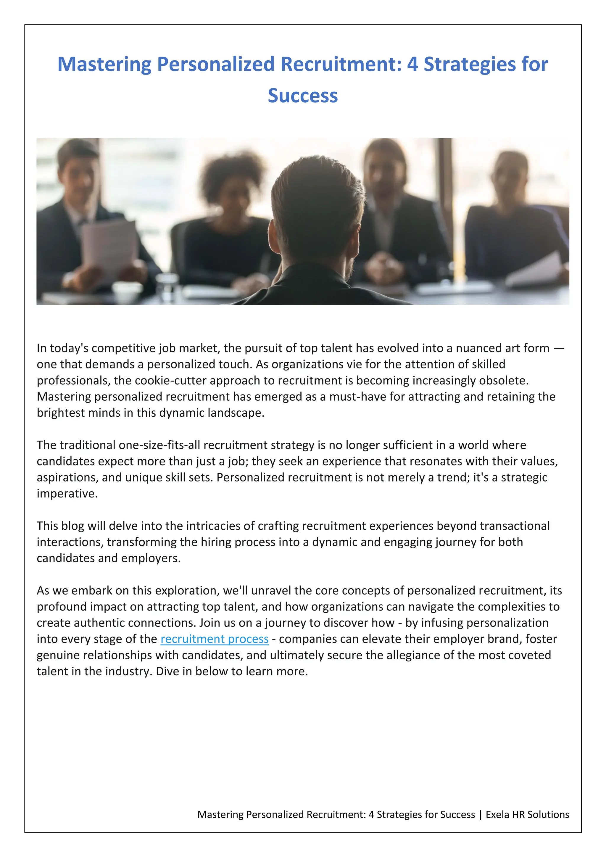 Mastering Personalized Recruitment: 4 Strategies for Success | PDF