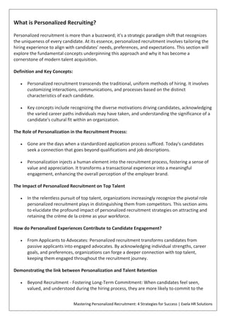 Mastering Personalized Recruitment: 4 Strategies for Success | PDF