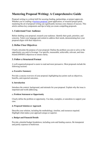 Mastering Proposal Writing || assignment helpmate | PDF