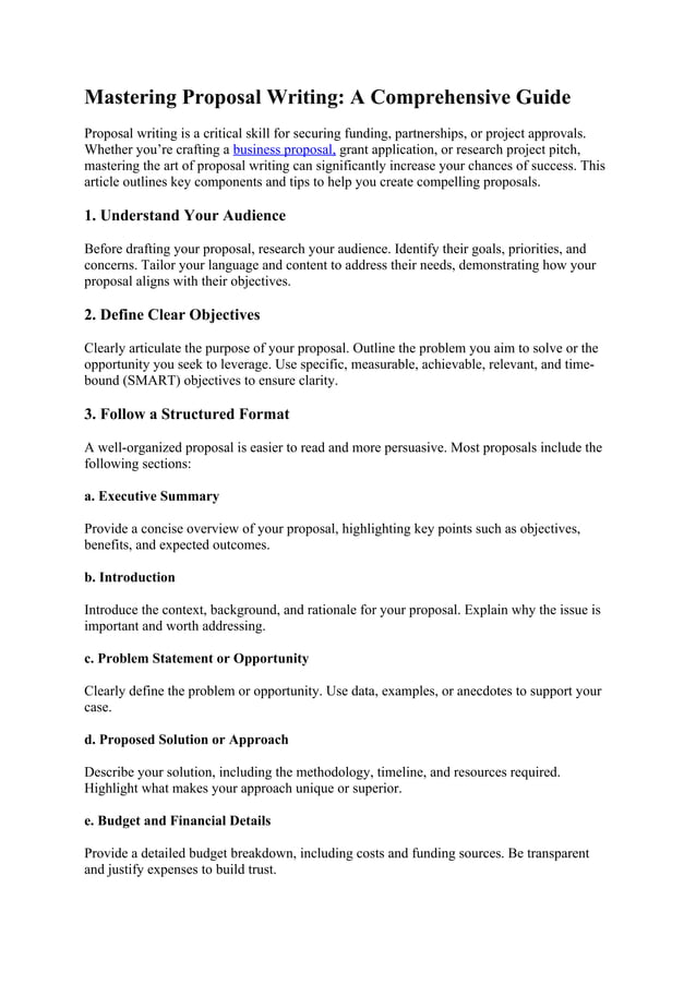 Mastering Proposal Writing || assignment helpmate | PDF