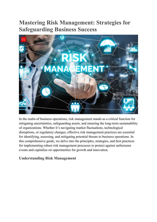 Mastering Risk Management: Strategies for Safeguarding Business Success | PDF