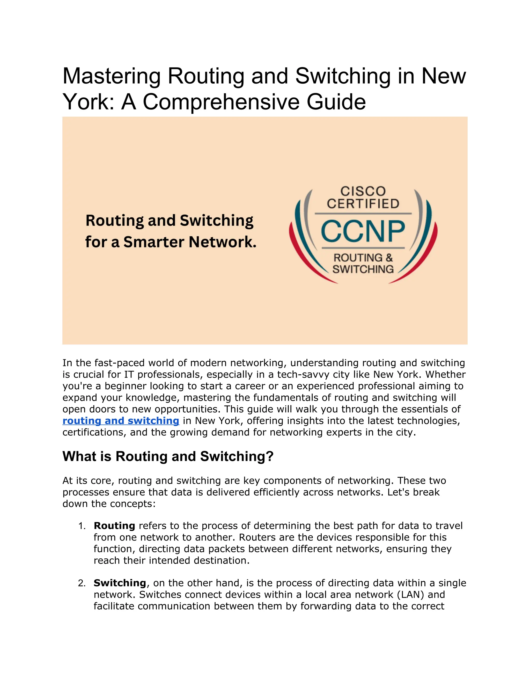Mastering Routing And Switching In New York A Comprehensive Guidedocx