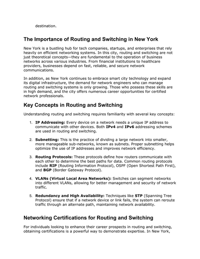 Mastering Routing And Switching In New York A Comprehensive Guidedocx