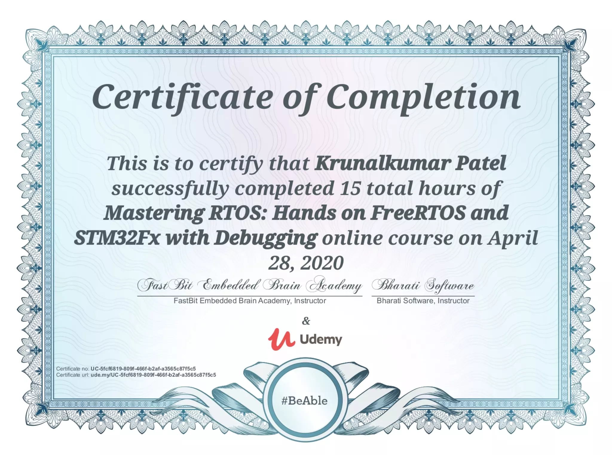 Certificate Mastering Rtos Hands On Freertos And Stm32fx With Debugging Pdf Shareware And
