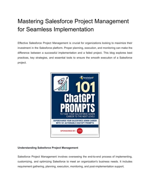 Mastering Salesforce Project Management For Seamless Implementationpdf