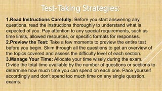 Mastering Test-Taking Skills, learning how to eliminate the mistake | PPT