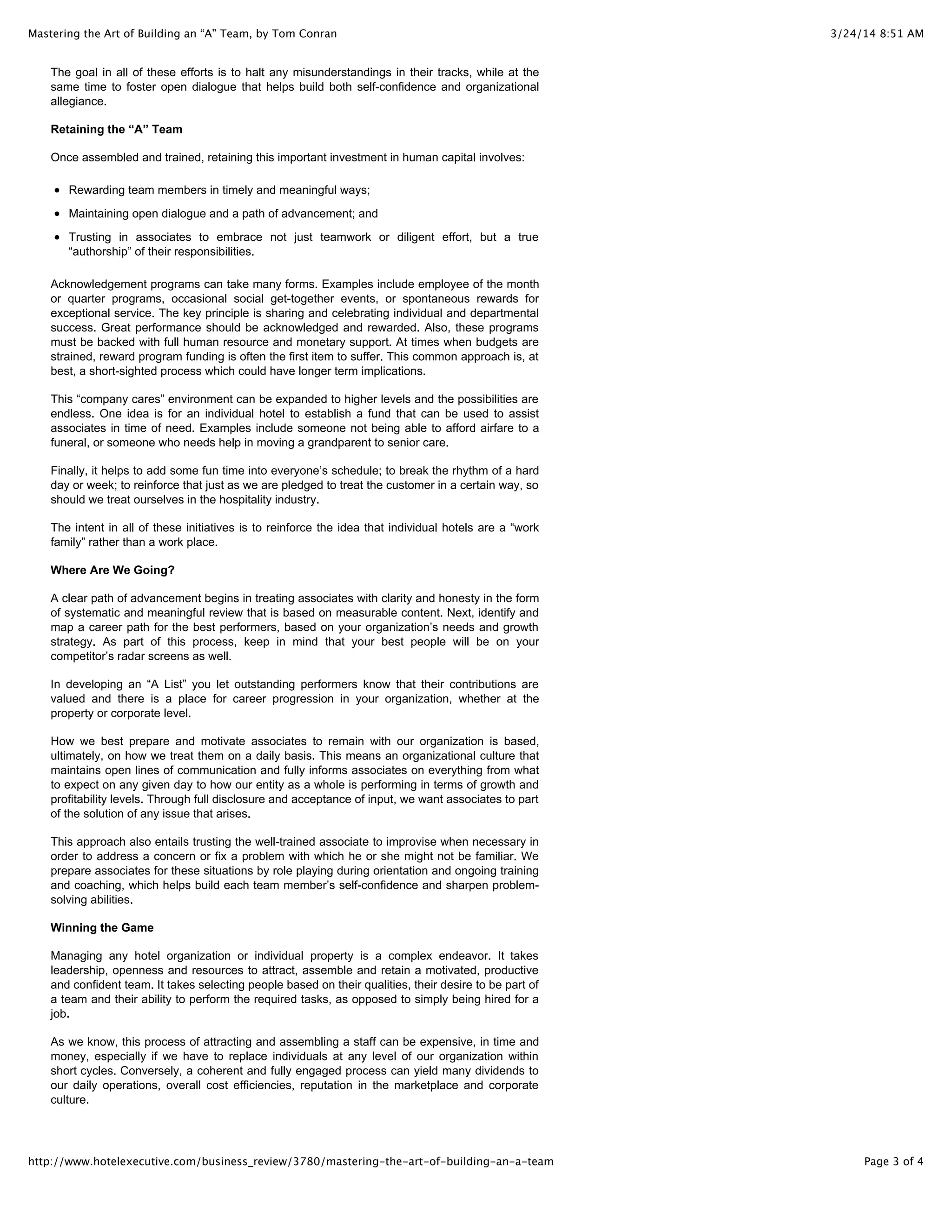 Mastering the art of building an “a” team, by tom conran | PDF