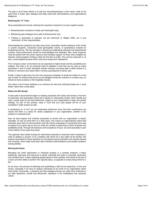 Mastering the art of building an “a” team, by tom conran | PDF