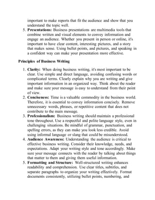 Mastering the Art of Business Writing: Types and Principles | PDF
