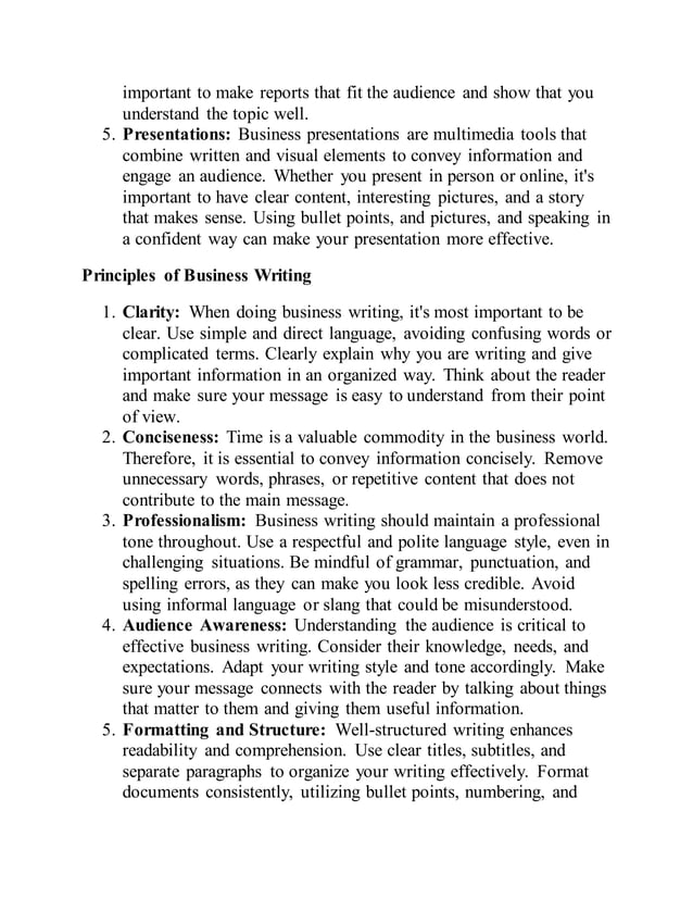 Mastering the Art of Business Writing: Types and Principles | PDF