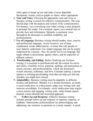 Mastering the Art of Business Writing: Types and Principles | PDF