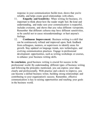 Mastering the Art of Business Writing: Types and Principles | PDF