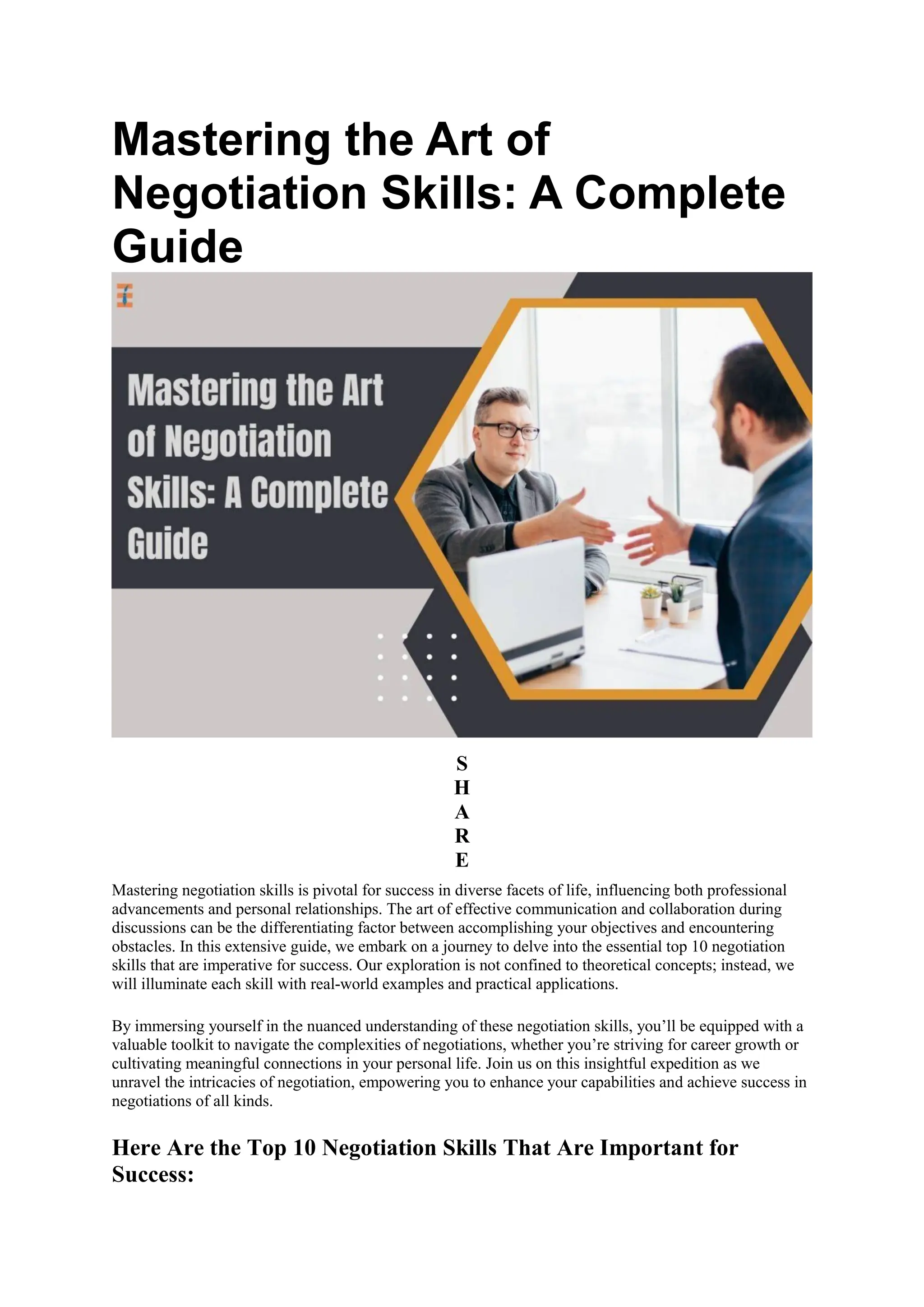 Top 10 Negotiation Skills That Are Important for Success | Future ...