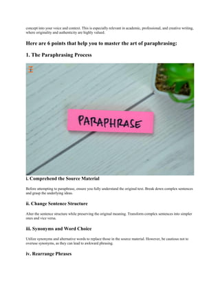 6 Major Points To Mastering The Art Of Paraphrasing: Improve Content ...