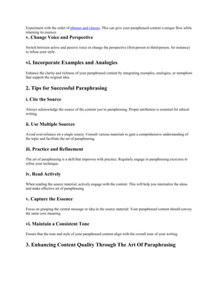 6 Major Points To Mastering The Art Of Paraphrasing: Improve Content ...