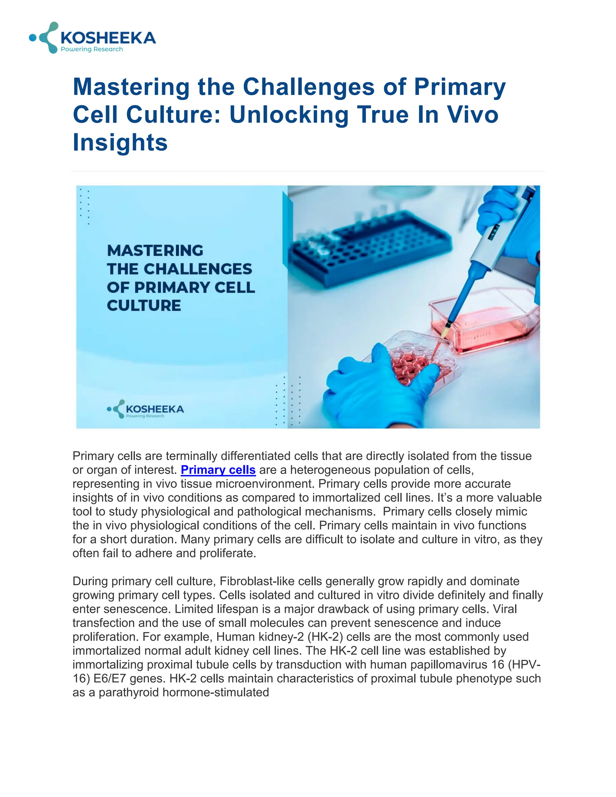 Mastering the Challenges of Primary Cell Culture: Unlocking True In ...