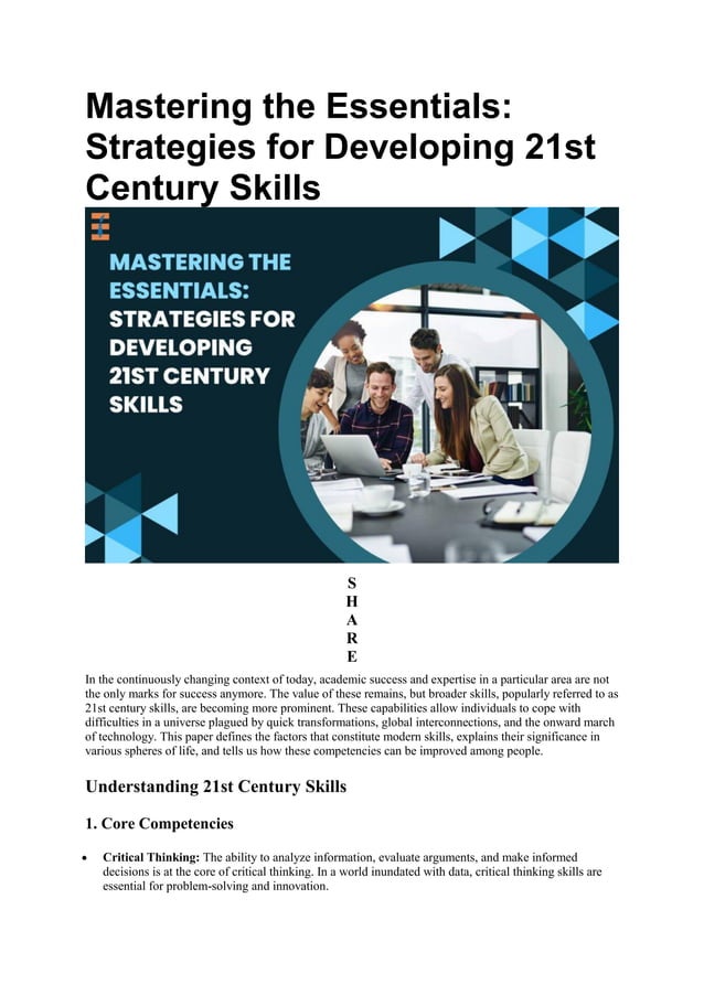 Mastering the Essentials: Strategies for Developing 21st Century Skills | PDF | Career Planning ...