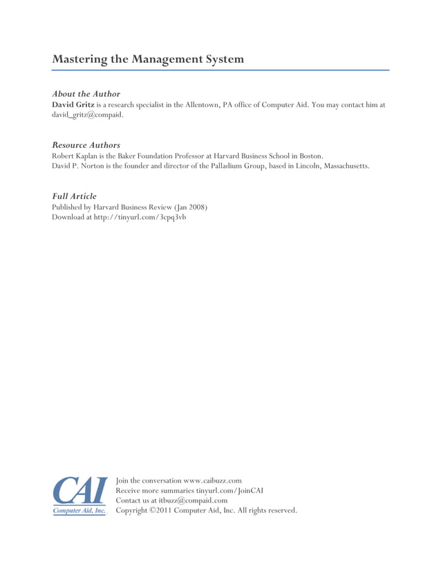 Mastering the Management System | PDF