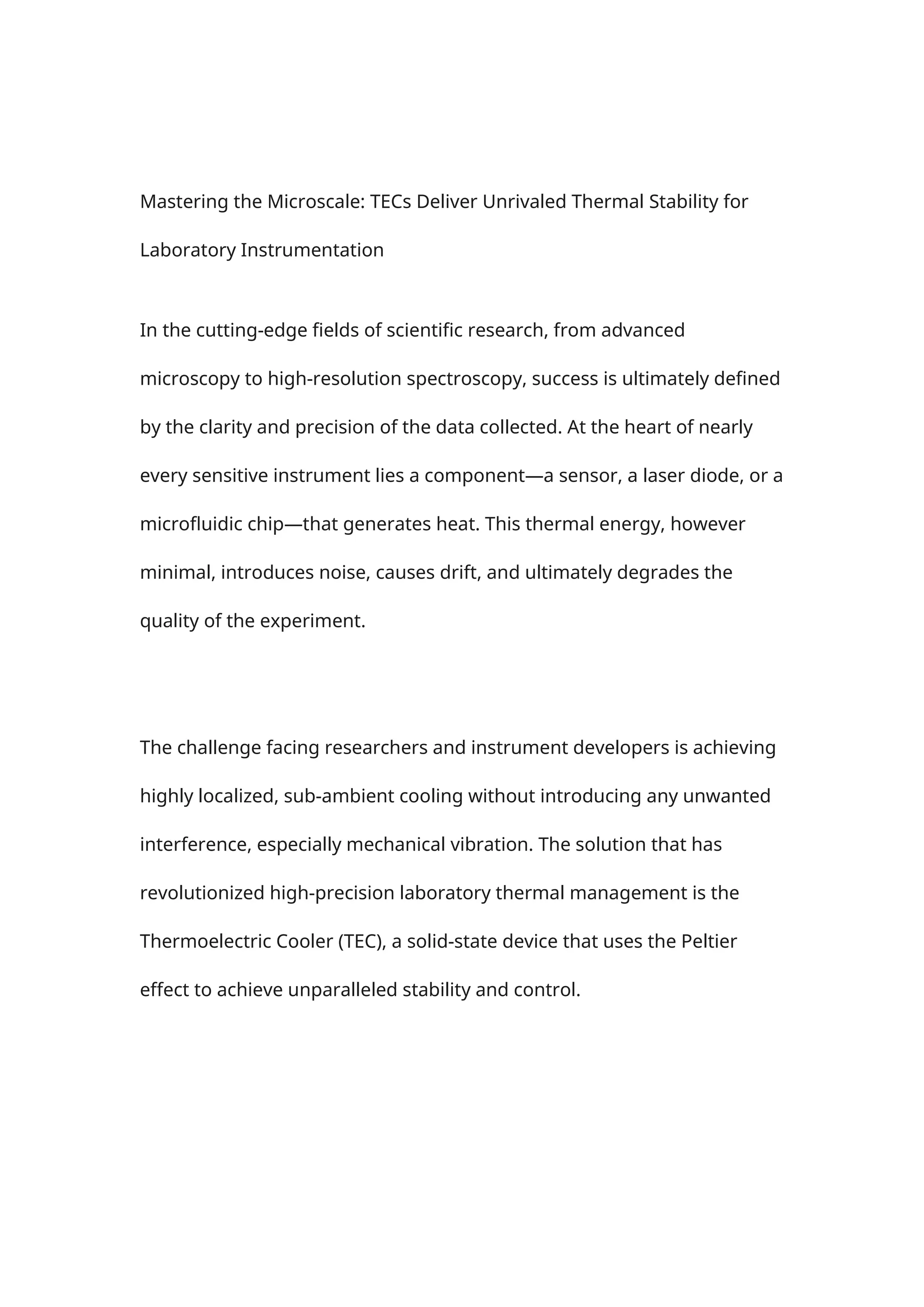 Mastering the Microscale TECs Deliver Unrivaled Thermal Stability for ...