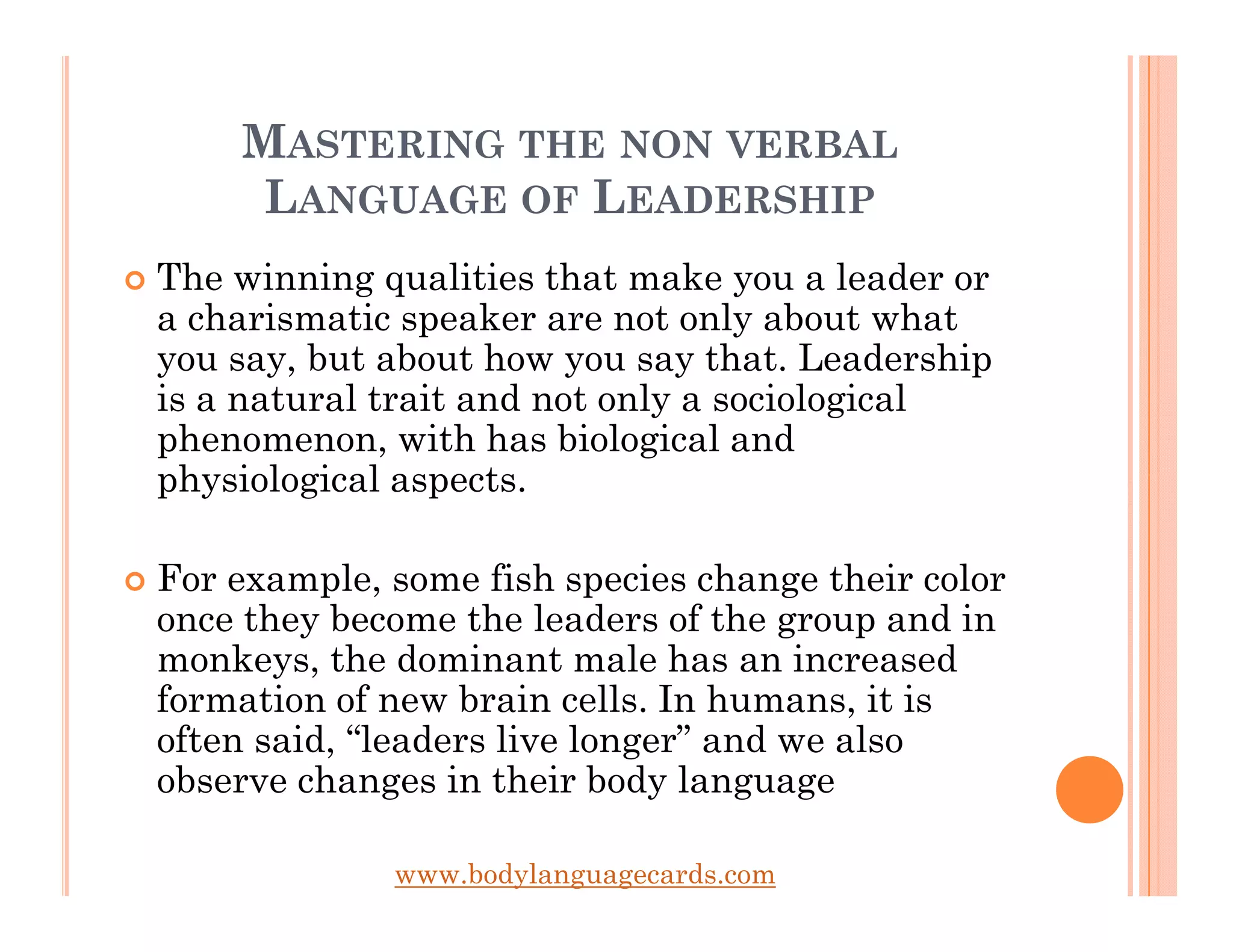 Mastering the non verbal language of leadership | PDF
