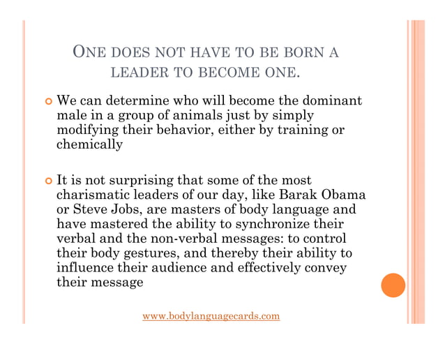 Mastering the non verbal language of leadership | PDF