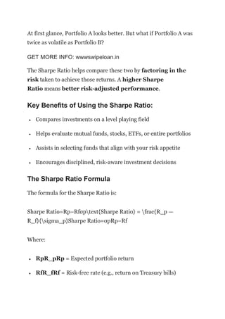 Mastering the Sharpe Ratio: Meaning, Formula & Simple Calculation Guide ...