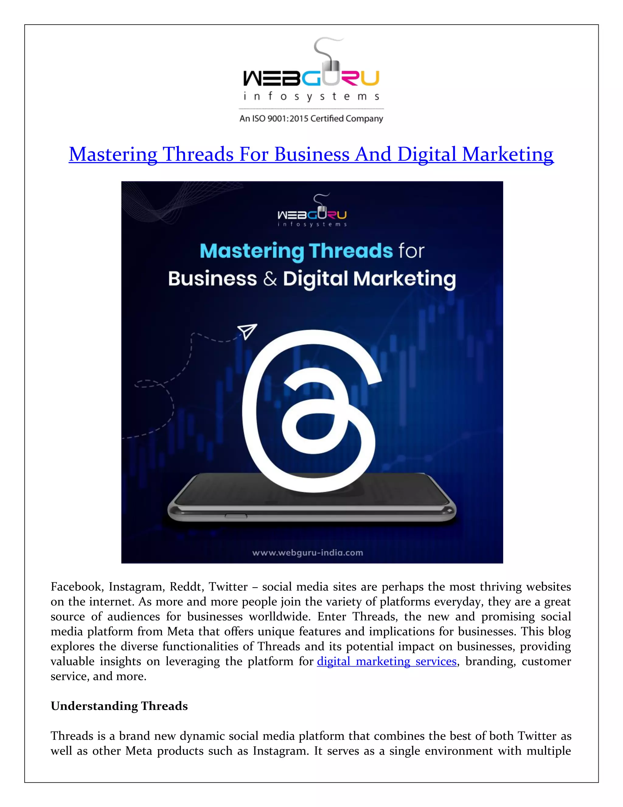 Mastering Threads for Business and Digital Marketing | PDF