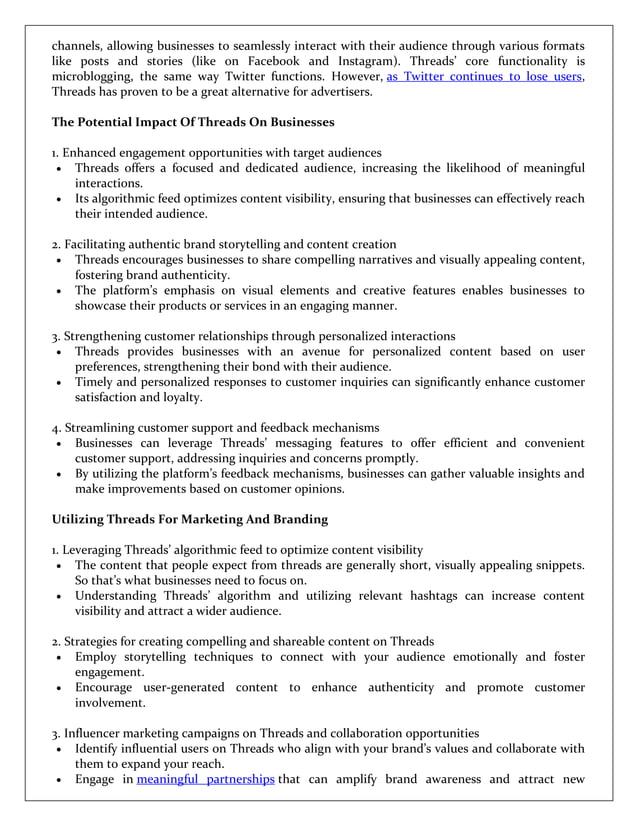 Mastering Threads for Business and Digital Marketing | PDF