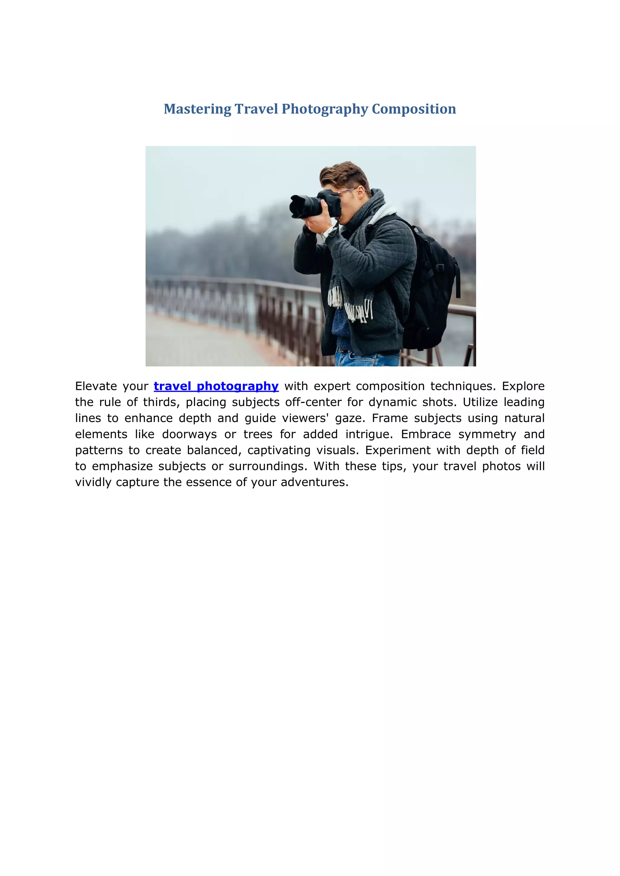 Mastering Travel Photography Composition | PDF