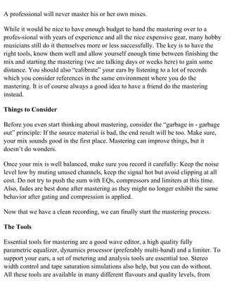 Mastering With Samplitude | PDF