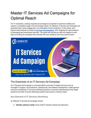 Master IT Services Ad Campaigns for Optimal Reach.pdf | Information ...