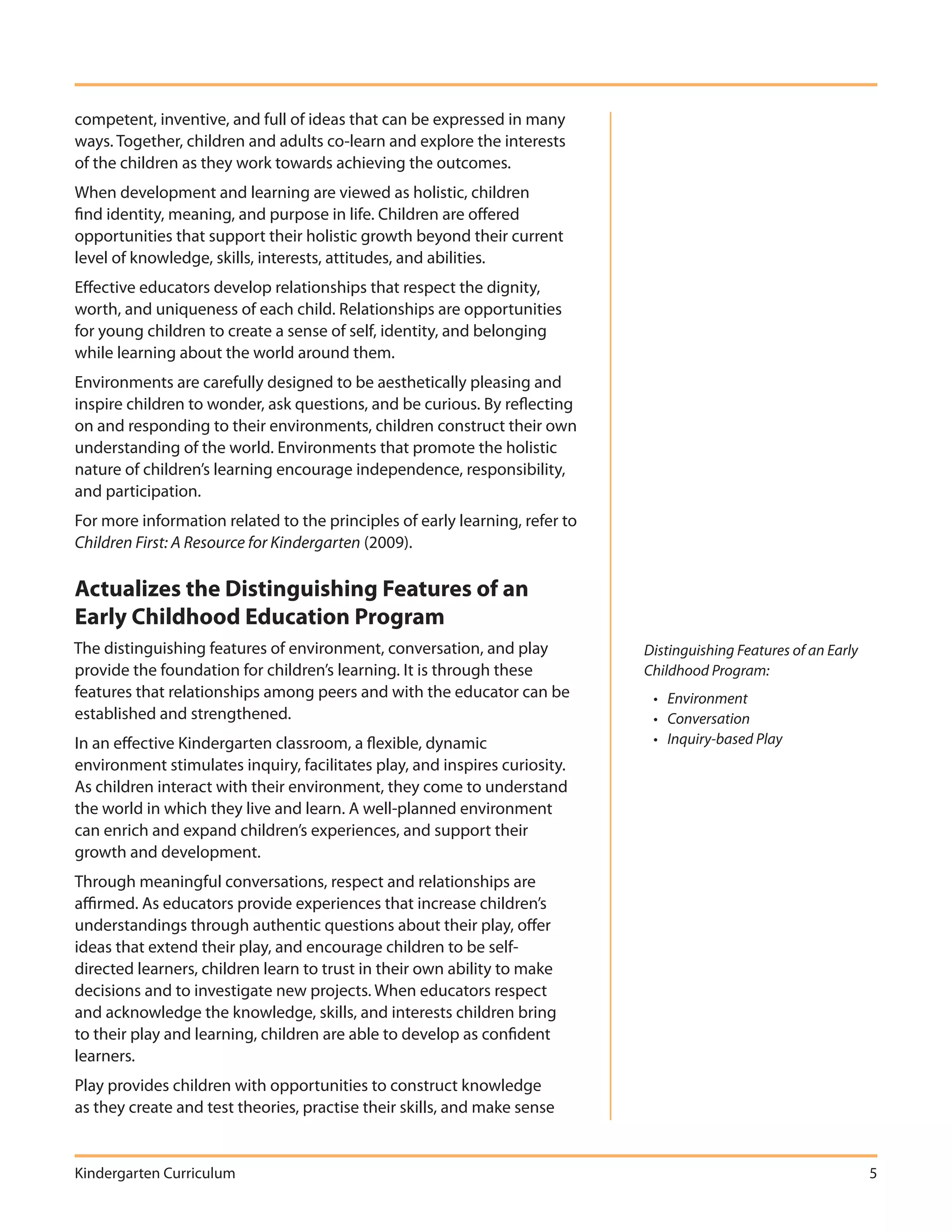 Sask. Kindergarten Curriculum | PDF