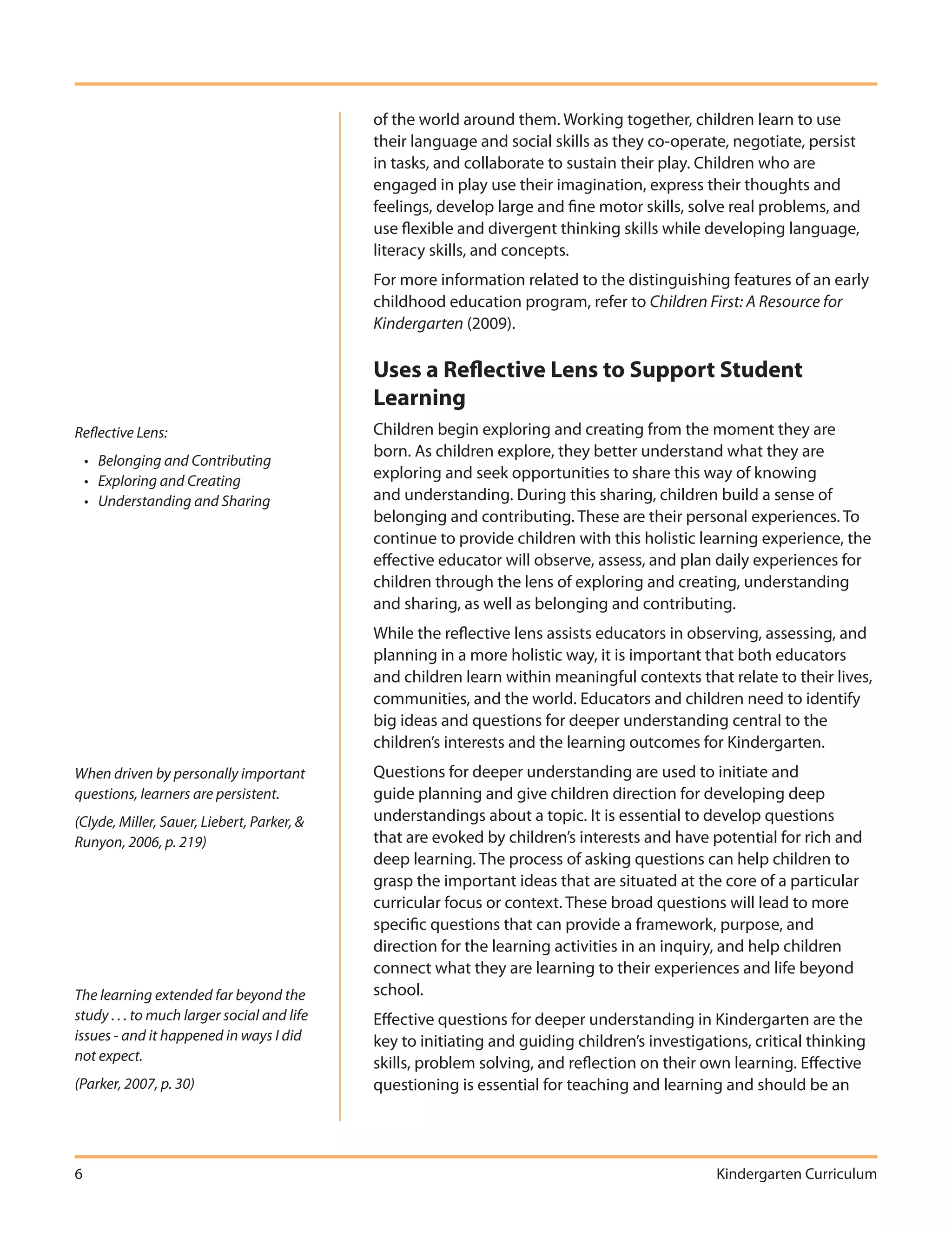 Sask Kindergarten Curriculum Pdf