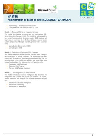 Master MCSA Administración de SQL Server 2012 | PDF
