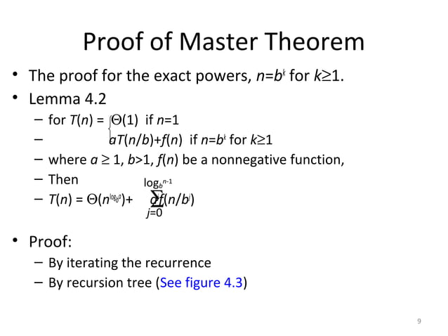 Master method theorem