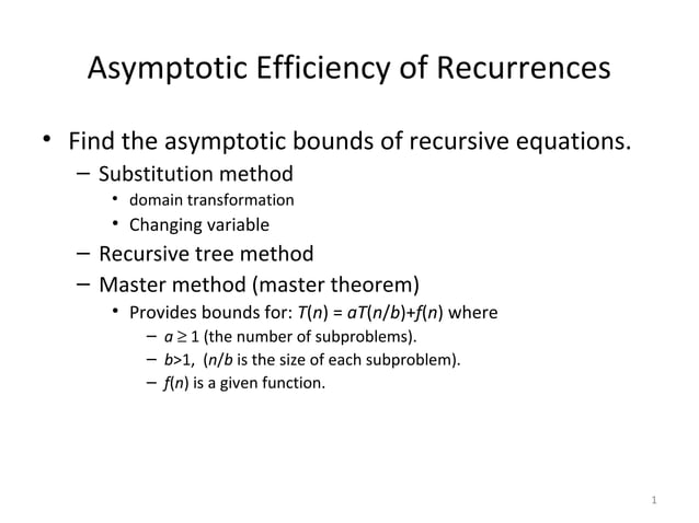 Master method theorem | PPT