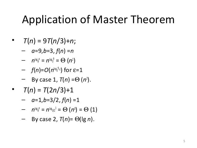 Master method theorem