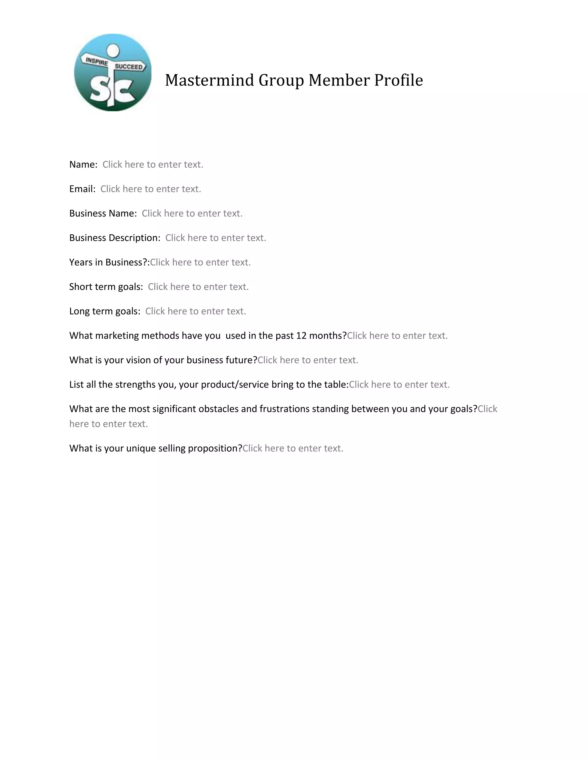 Mastermind group member profile | DOCX | Business | Business and Finance