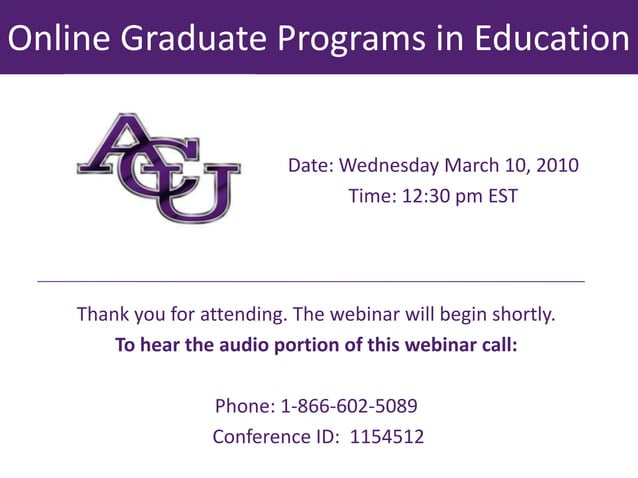 Online Graduate Programs in Education Webinar | PPTX | Professional ...
